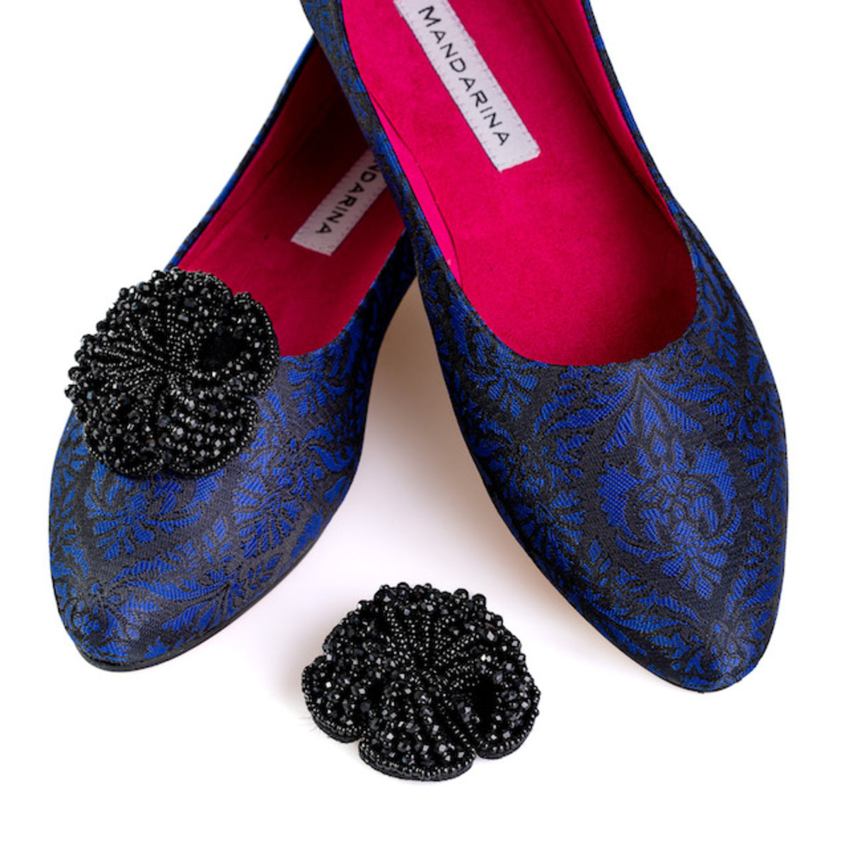 Black Beaded Flowers | Mandarina Shoes