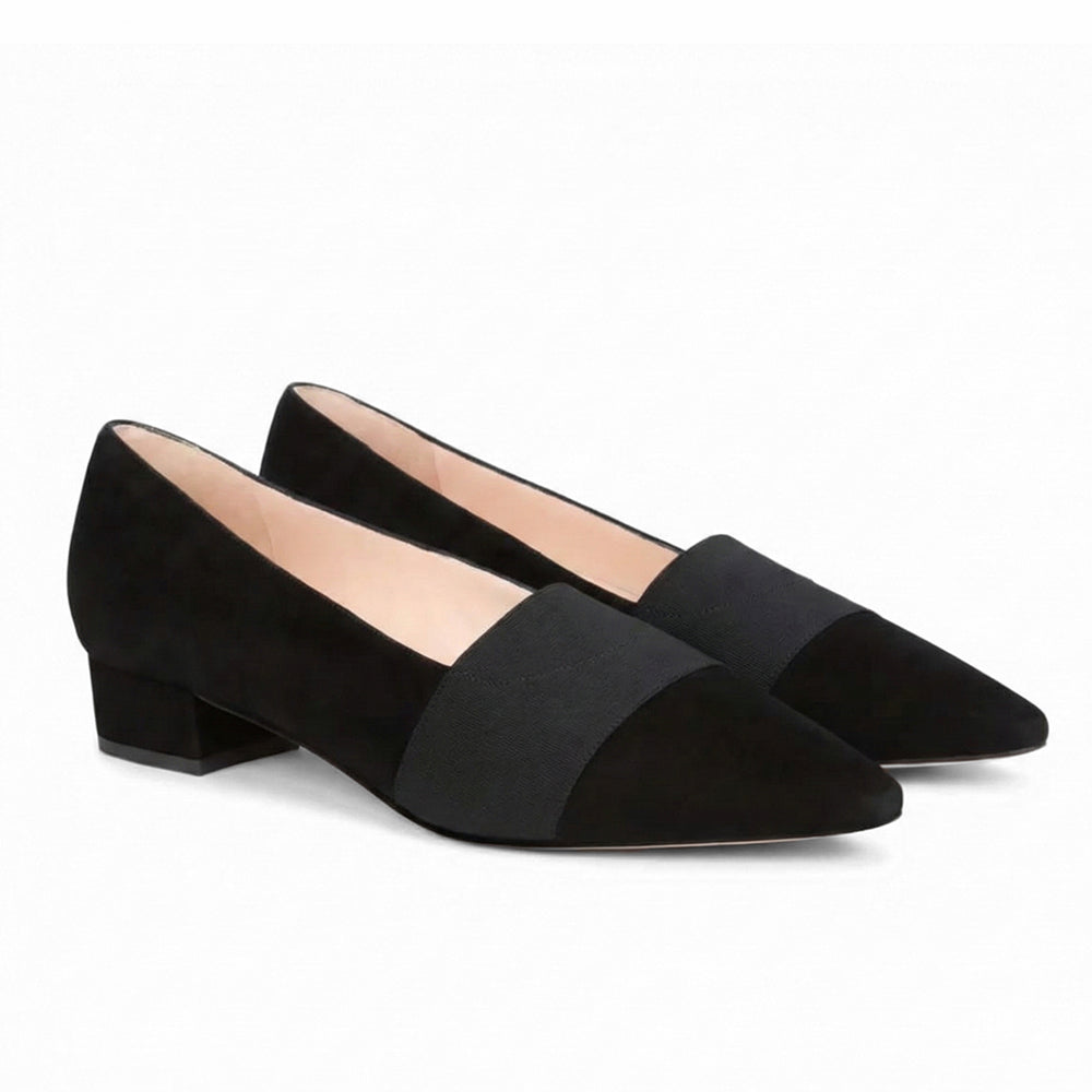 Luxury Low Heel Black Court Shoes | Mandarina Shoes