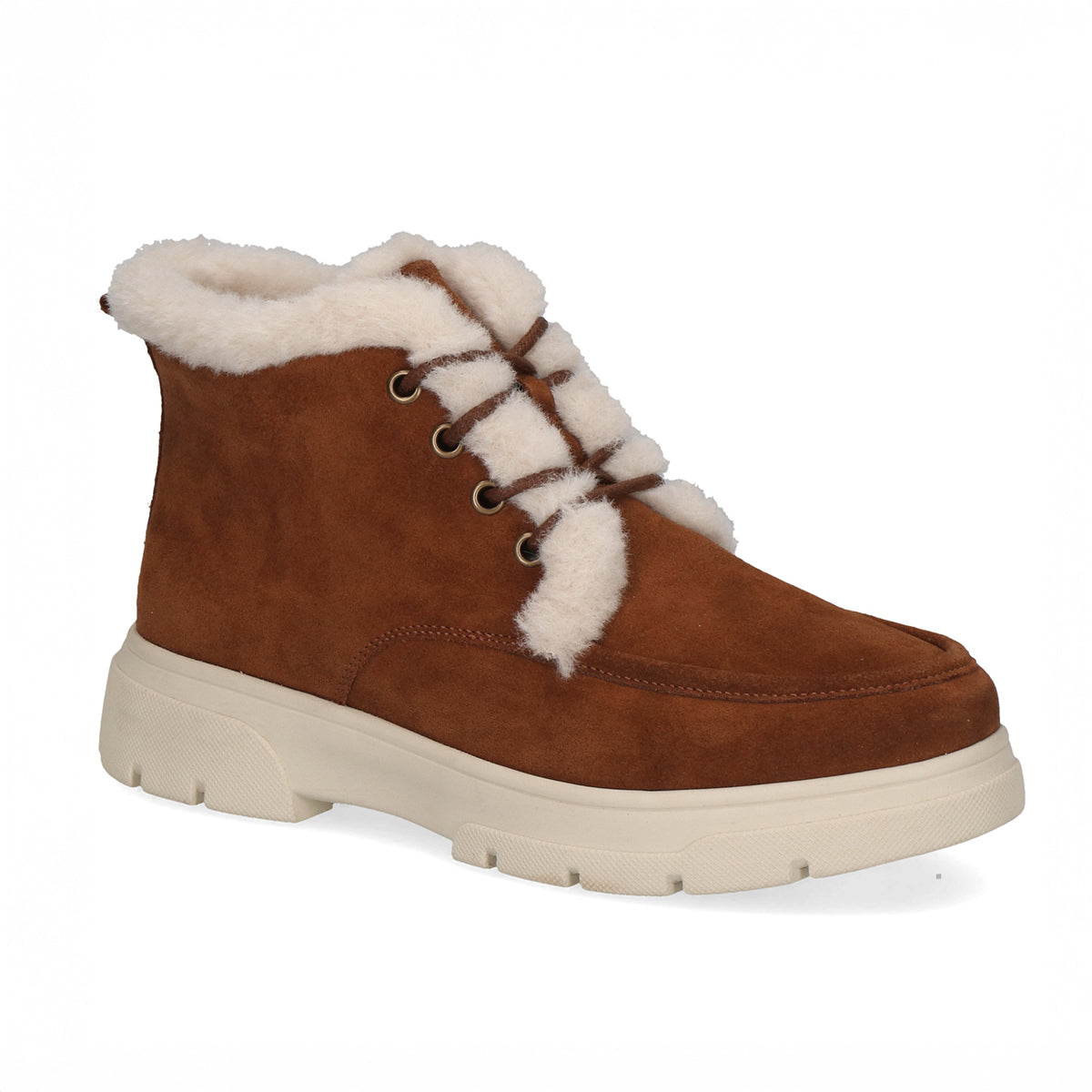 Fluffy Tan Suede Ankle Boots | Mandarina Shoes