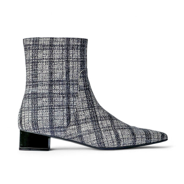 The Twiggy Tweed Leather Pixie Boot | Mandarina Shoes