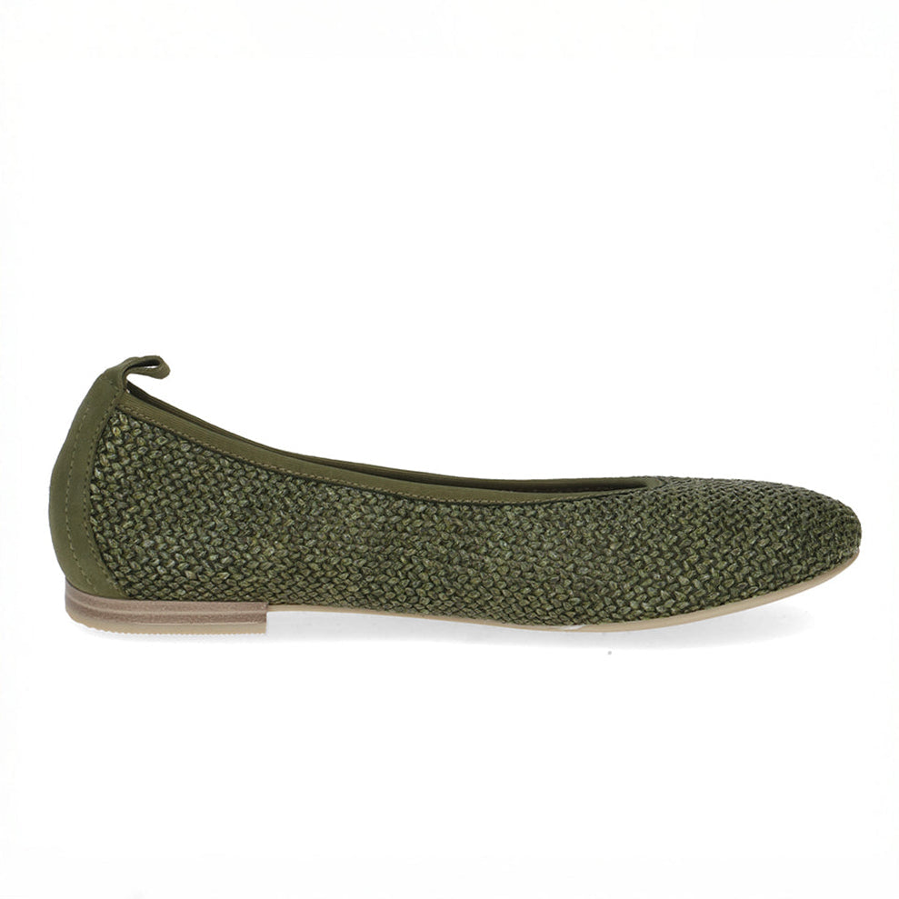 Olive Green Fabric Flat Pumps | Ballet Flats | Mandarina Shoes