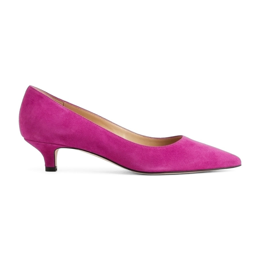 Magenta Pink Suede Kitten Heel Court Shoes | Mandarina Shoes